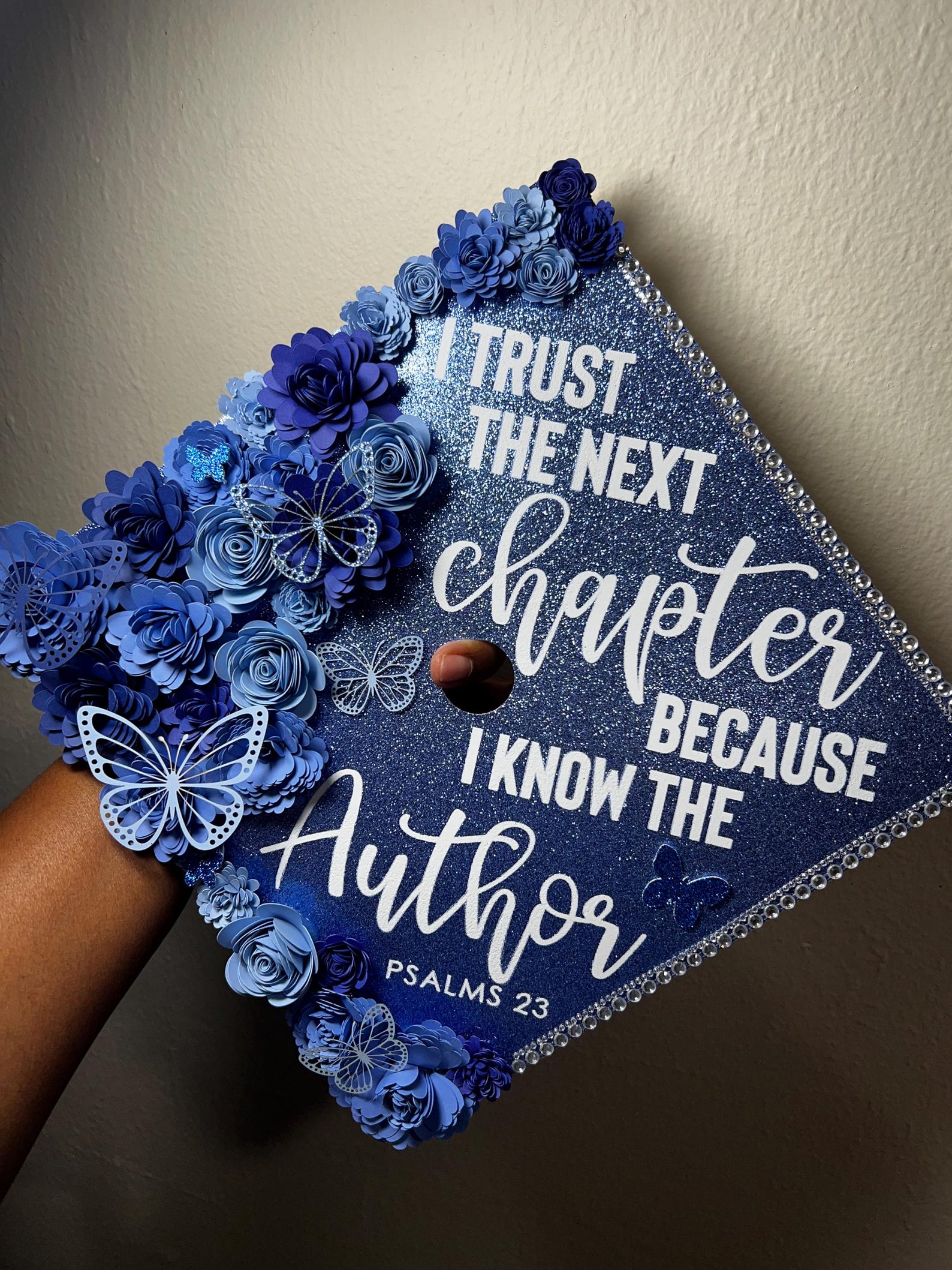Custom Glitter Graduation Cap Topper | Handmade Cardstock Flowers - Etsy