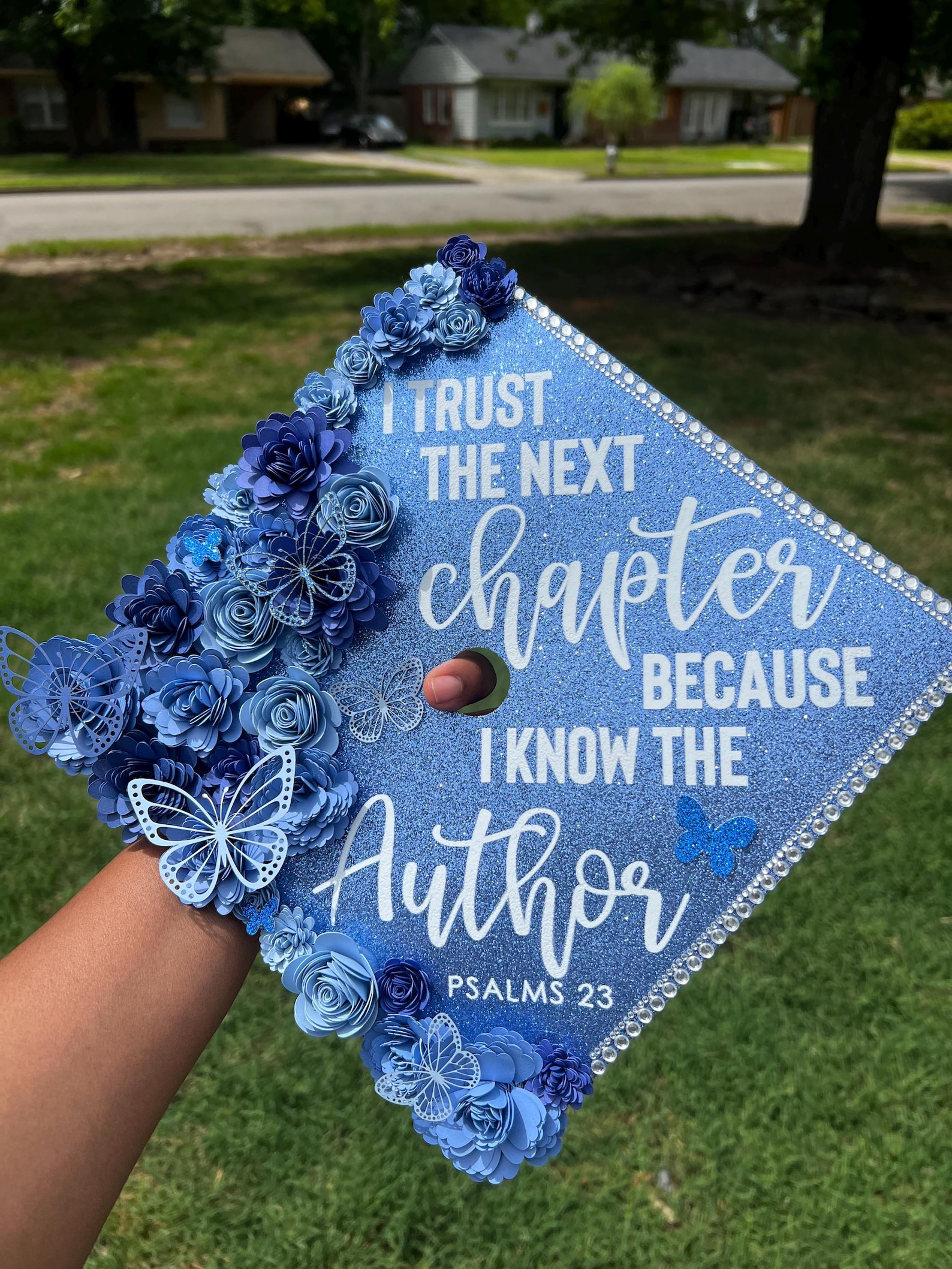 Custom Glitter Graduation Cap Topper | Handmade Cardstock Flowers - Etsy