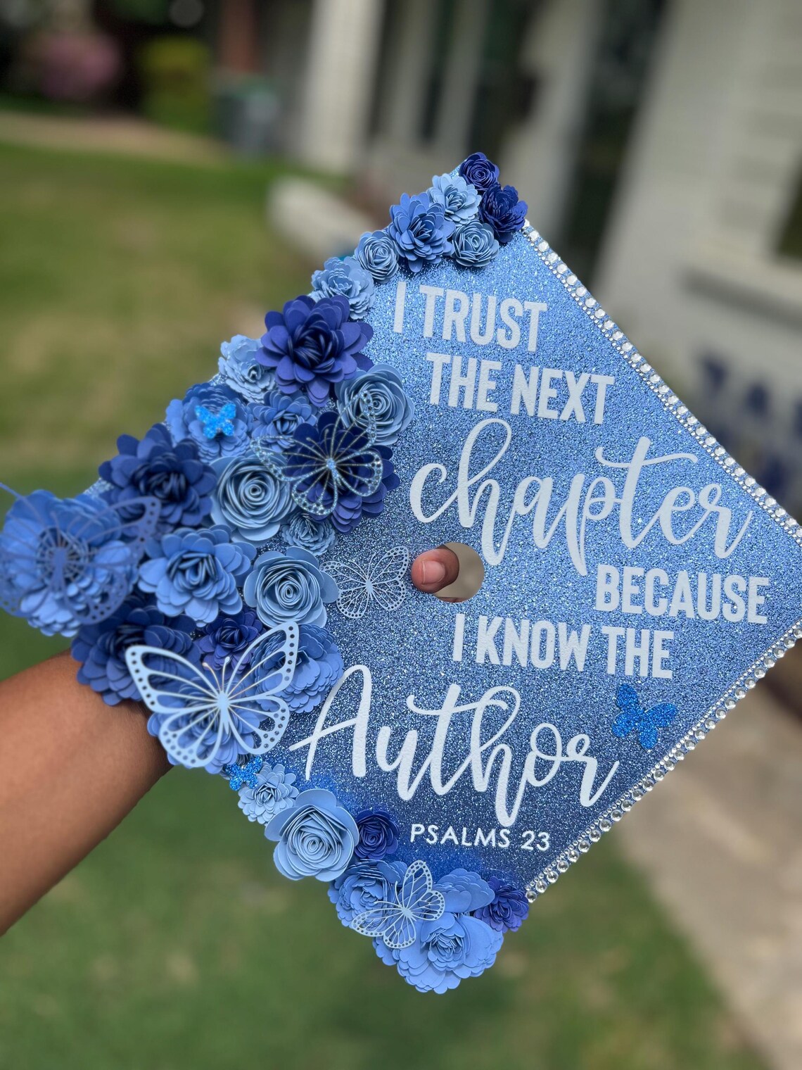 Custom Glitter Graduation Cap Topper | Handmade Cardstock Flowers - Etsy