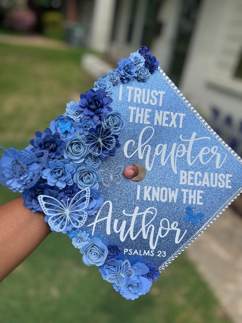 Custom Glitter Graduation Cap Topper | Handmade Cardstock Flowers - Etsy