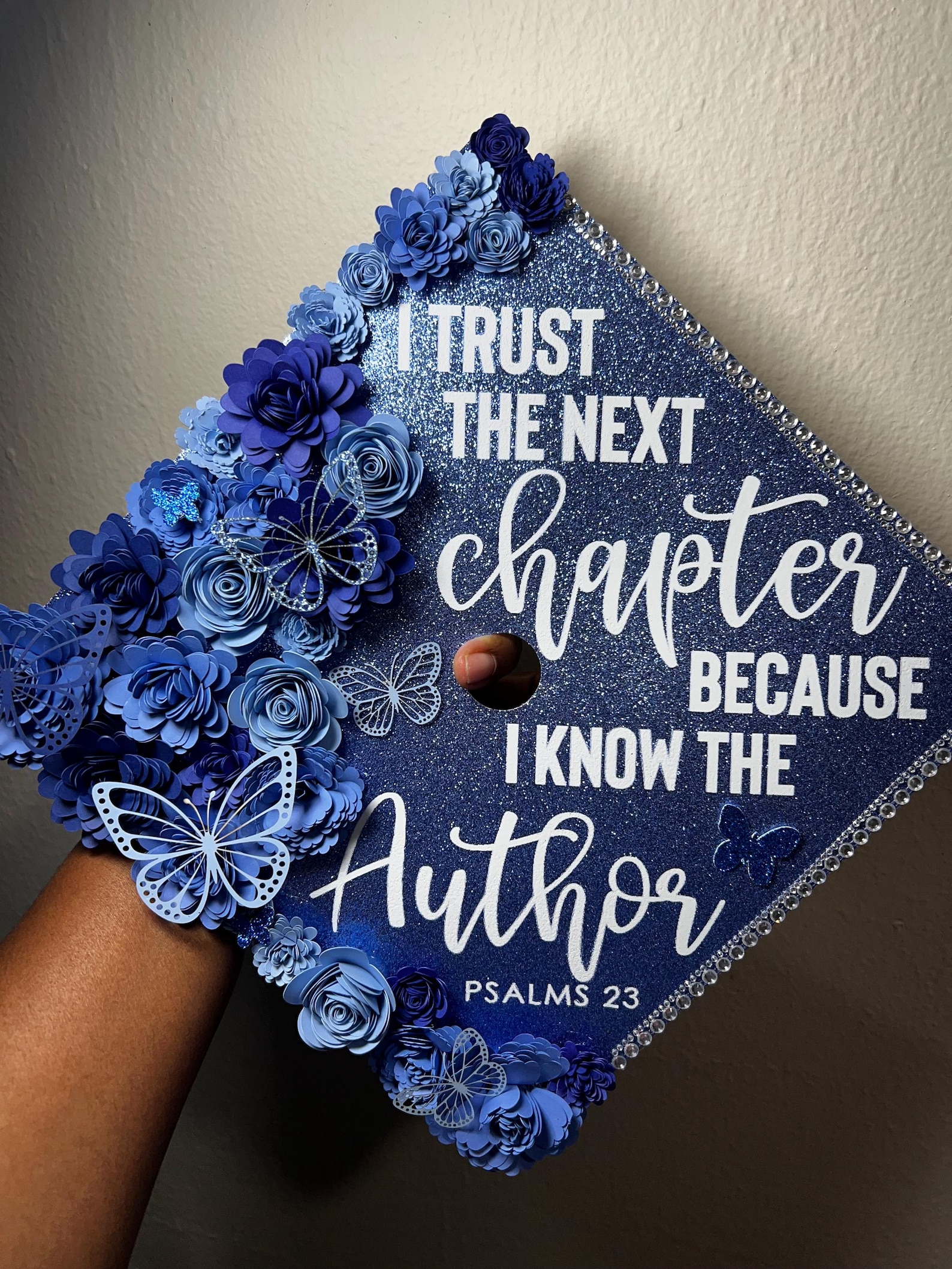 Custom Glitter Graduation Cap Topper | Handmade Cardstock Flowers - Etsy