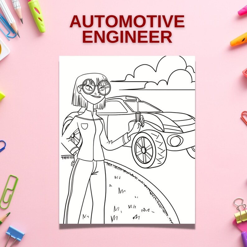 Automotive Engineer Kids Coloring Page, Women in STEM Activity, STEM ...