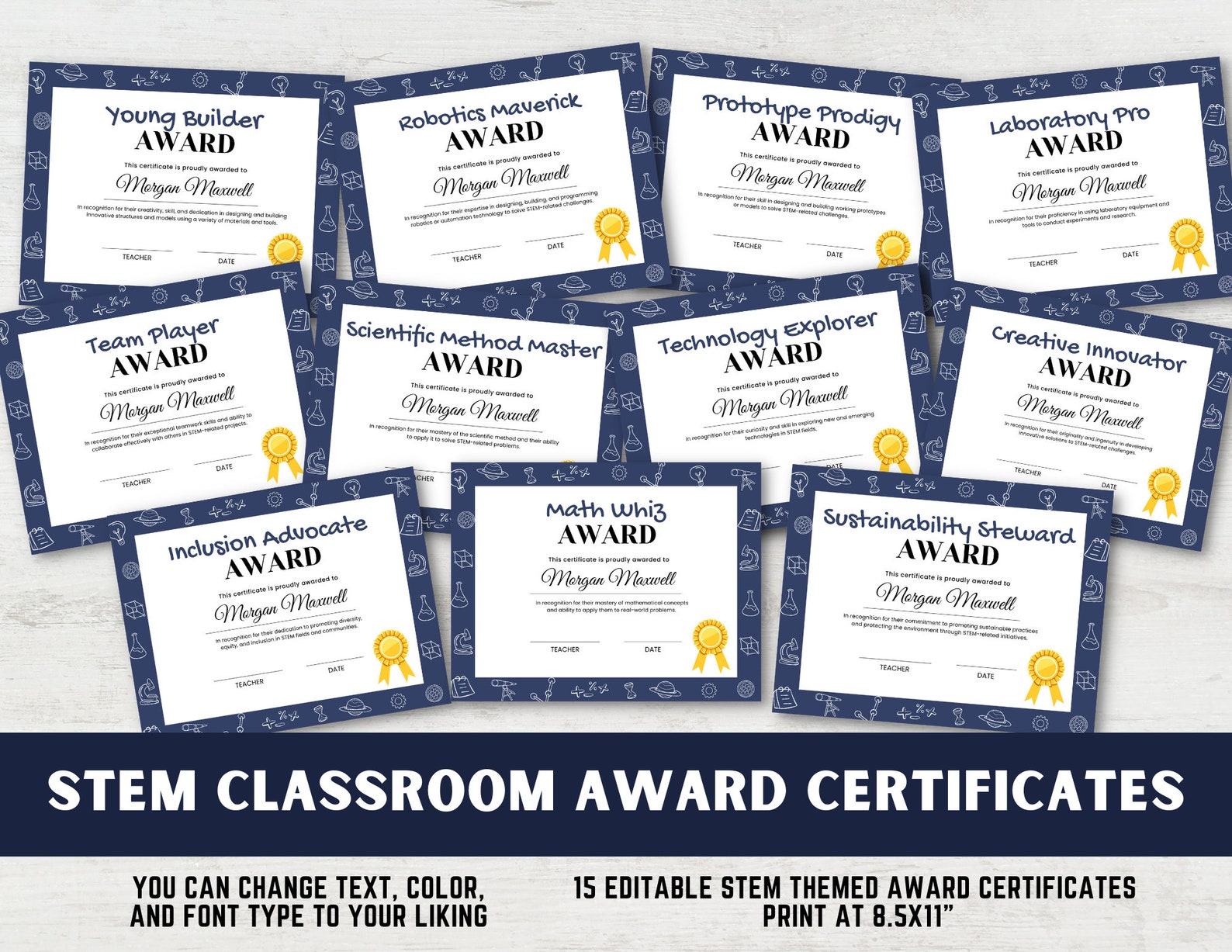 15 STEM Classroom Awards Certificates Templates End of School - Etsy