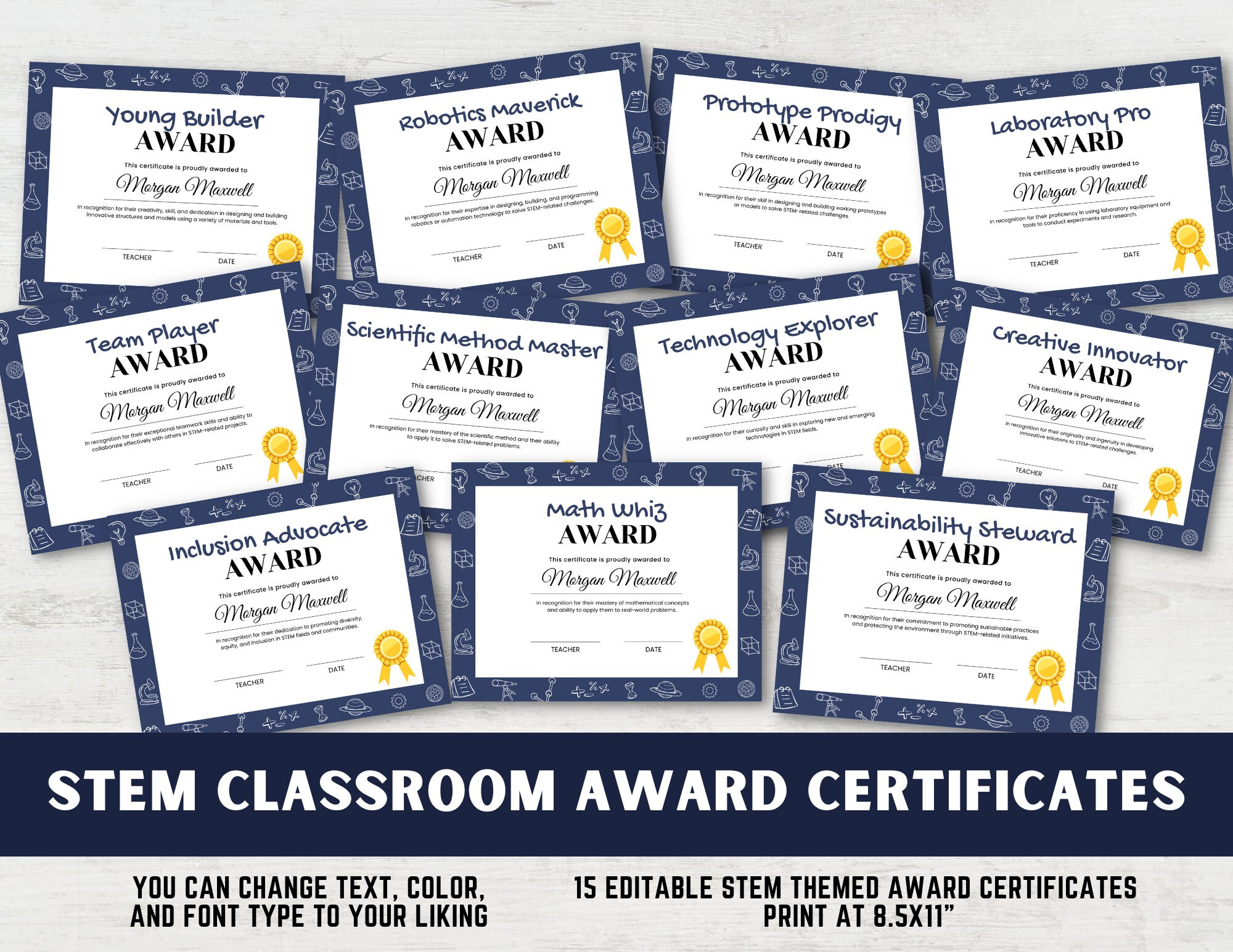 15 STEM Classroom Awards Certificates Templates End of School - Etsy Canada
