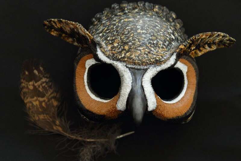 Great Horned Owl Mask Carnival Costume Theater Mask - Etsy