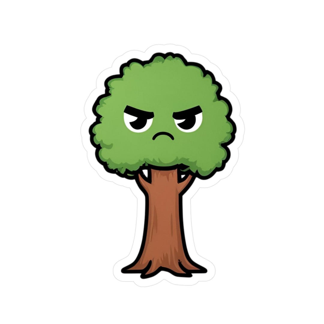 Grumpy Cartoon Tree Sticker | Funny Plant Decal, Nature Lover Gift ...