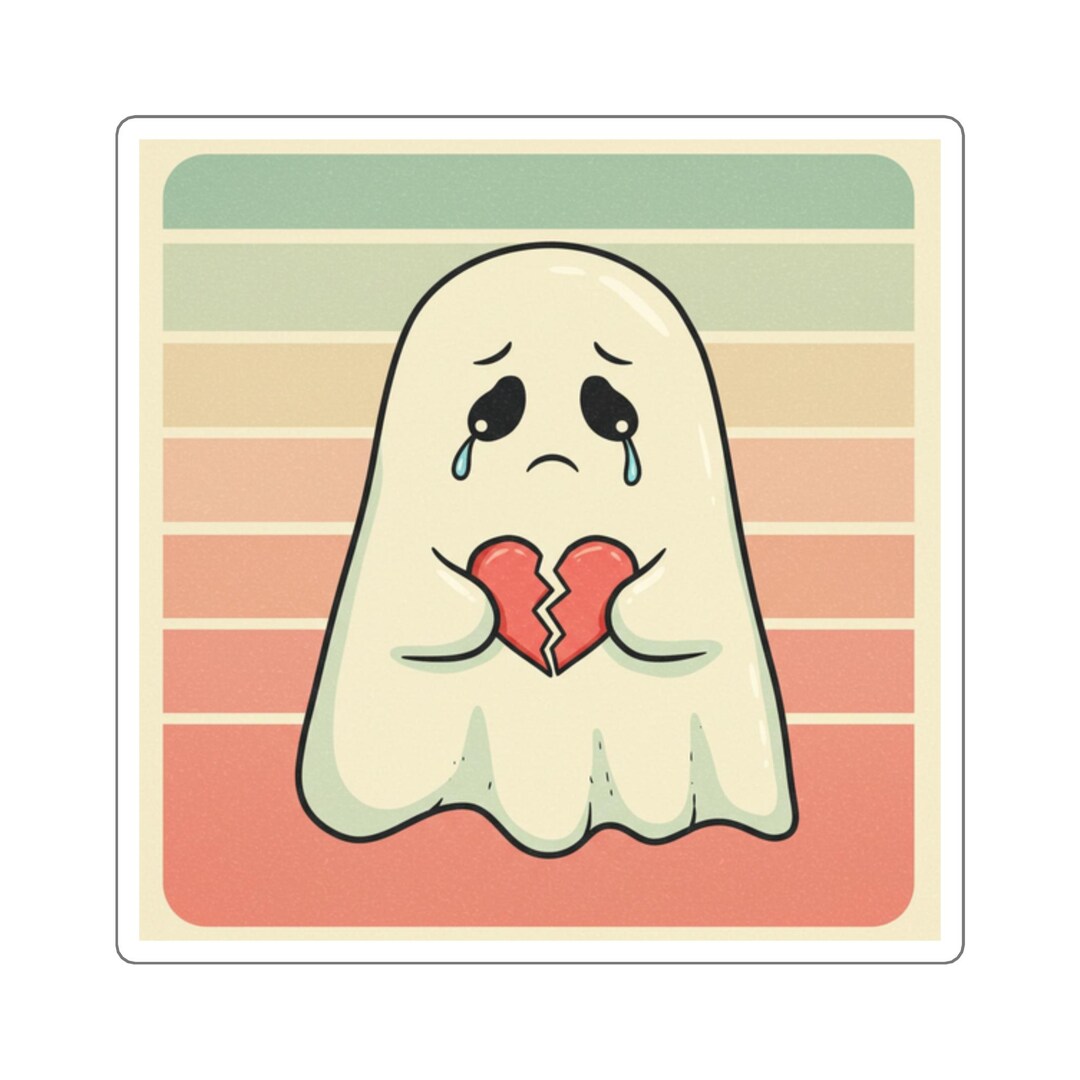Broken Heart Sad Ghost Sticker | Halloween Stickers, Kawaii Ghost ...