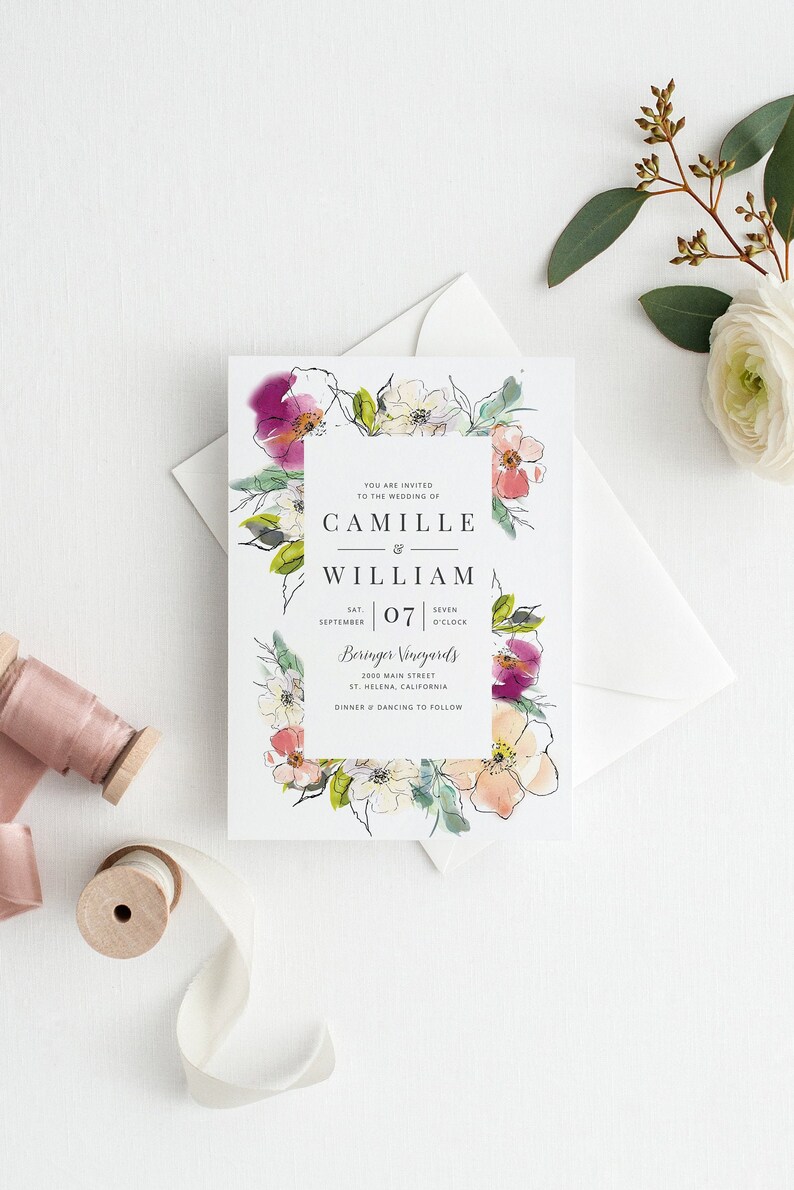 Wedding Invitation Template Spring Wedding Editable Template | Etsy