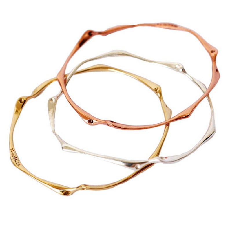 Bamboo Bangle Bracelet: Sterling Silver, Brass, or Bronze Stack Bangle ...