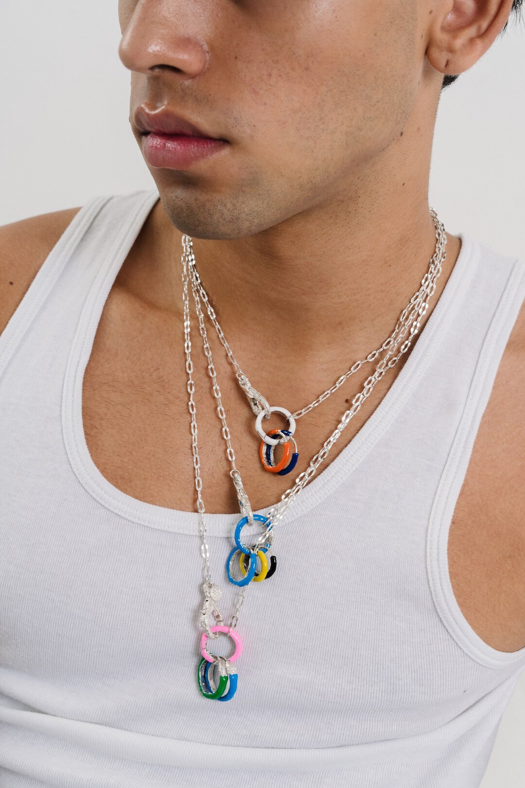 Stylish Waffle Chain Necklace With Snake Clasp, Clip-on Charm Holder ...