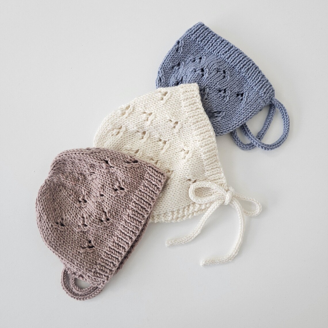 Hand Knit Baby Bonnet | Merino Wool Bonnet | Lace Knit Bonnet - Etsy