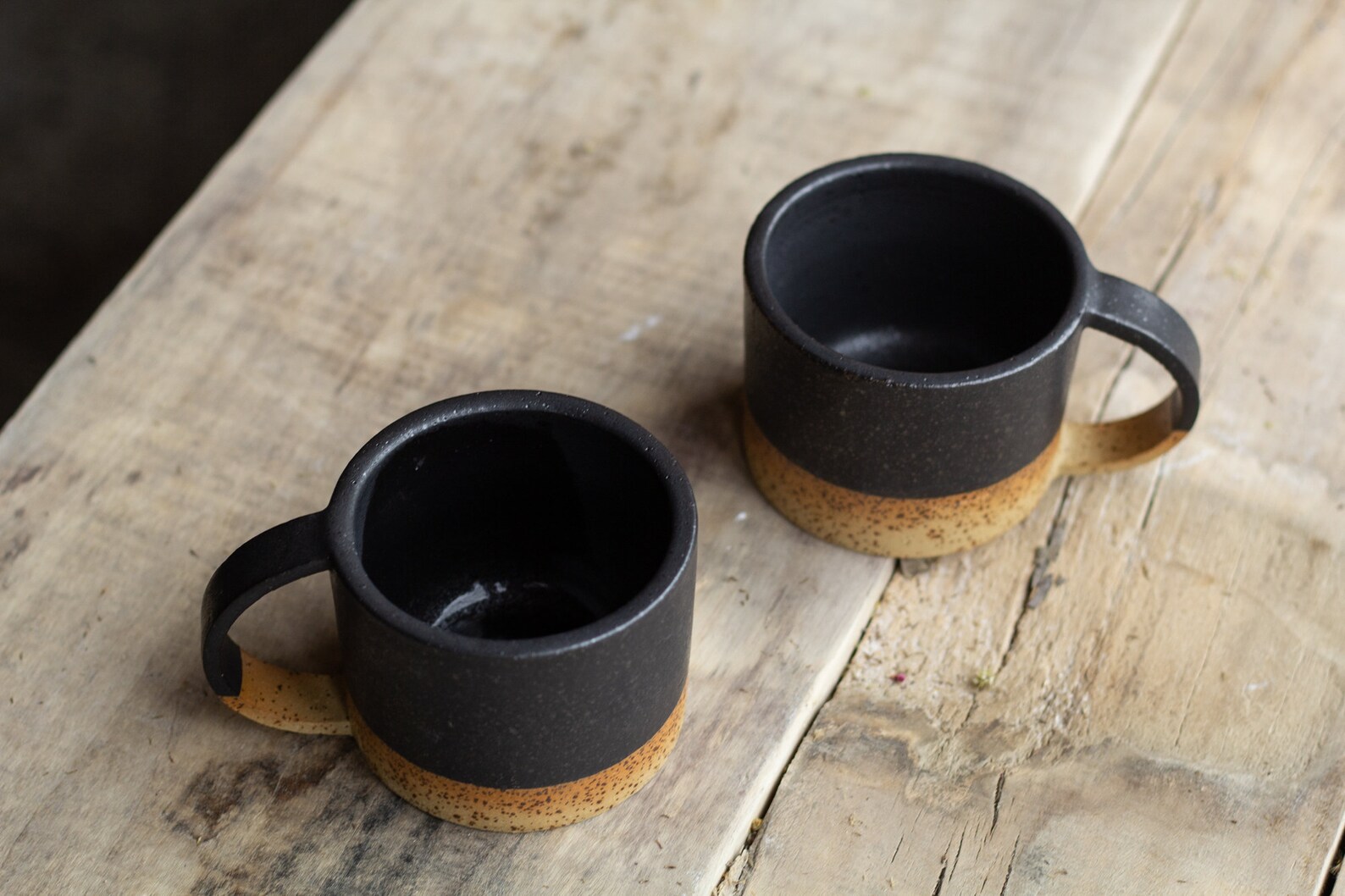 Black coffee mugs Set of 2 black handmade mugs Wheel | Etsy