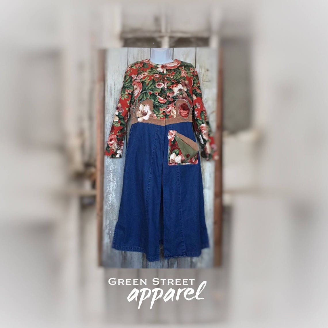 Boho Duster shabby Chic Denim Dusterboho Chicbohemianfloral Long Boho ...