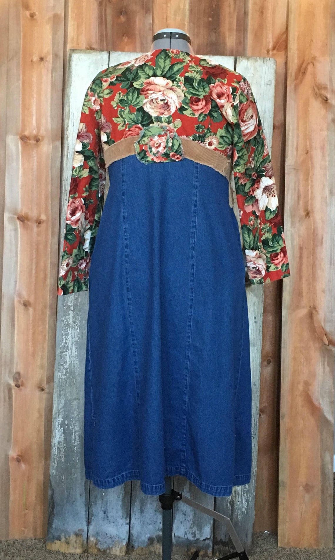 Boho Duster shabby Chic Denim Dusterboho Chicbohemianfloral Long Boho ...