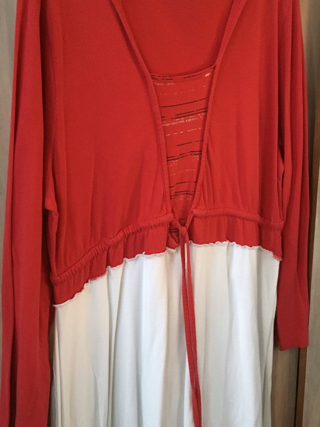 Red & White Hoodie Tunic Upcycled Clothing Flowy Tunic - Etsy