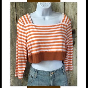 Orange Stripe Crop Top, Upcycled Womens Top, Crop Top, Festival Wear ...