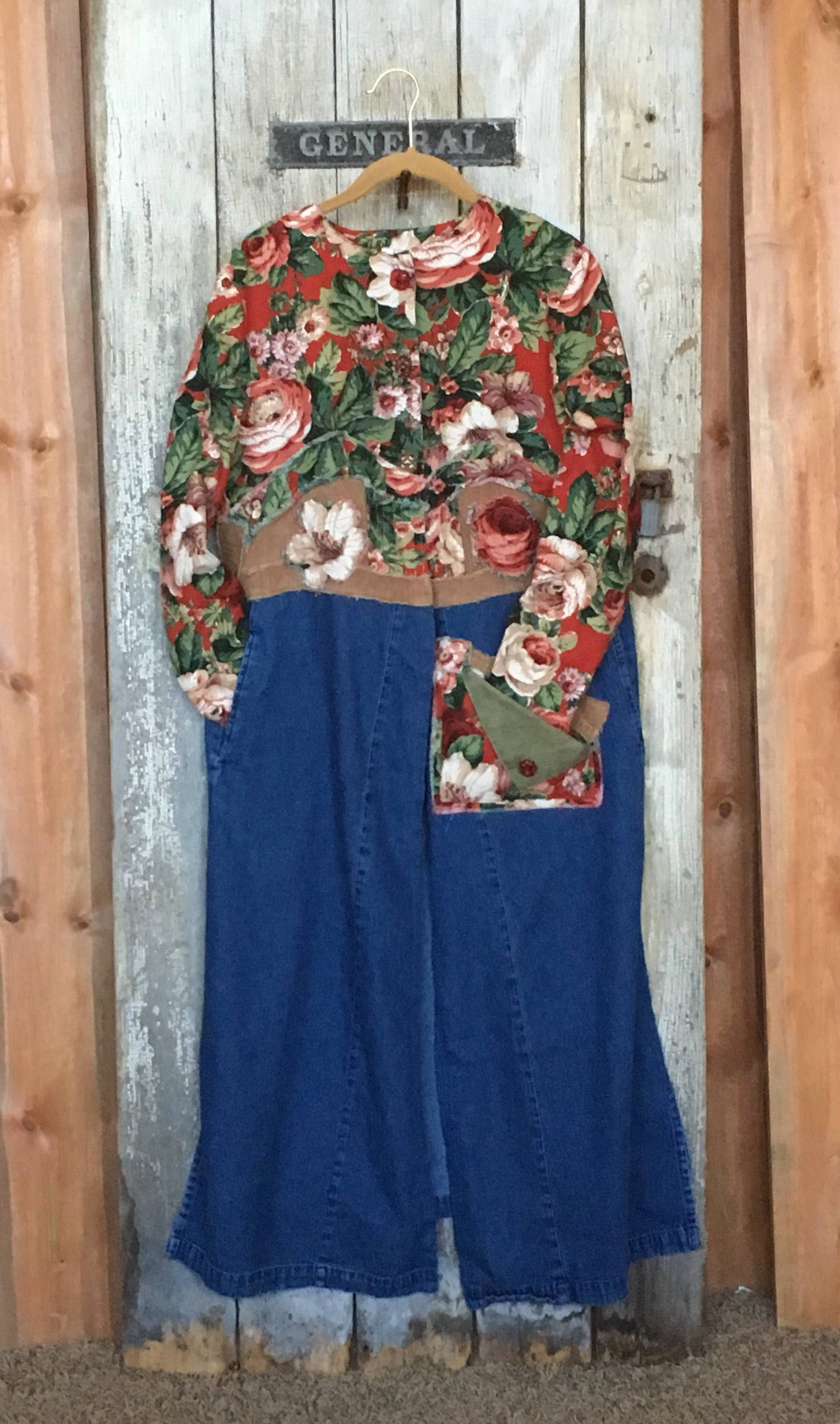 Boho Duster shabby Chic Denim Dusterboho Chicbohemianfloral Long Boho ...