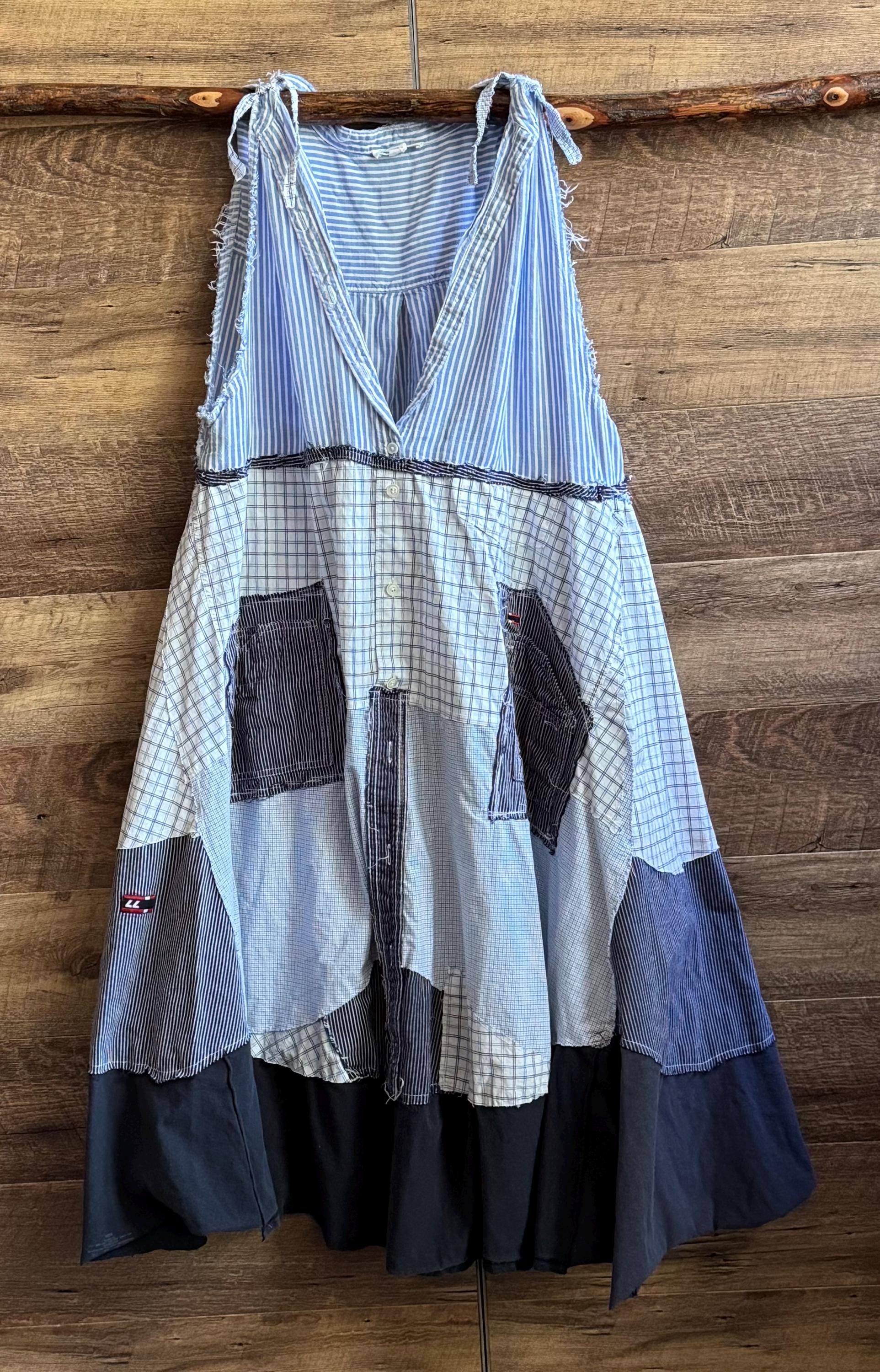 Funky Plus Size Urban Boho Tulip Dress Blue Womens Upcycled - Etsy