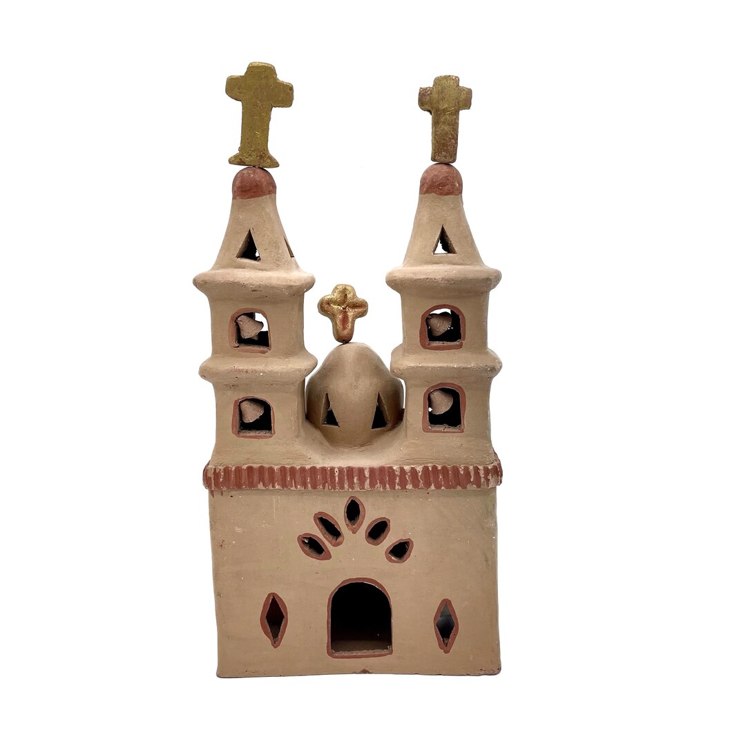 Vintage Terracotta Church, Mexican Folk Art Clay Church, Mexican ...