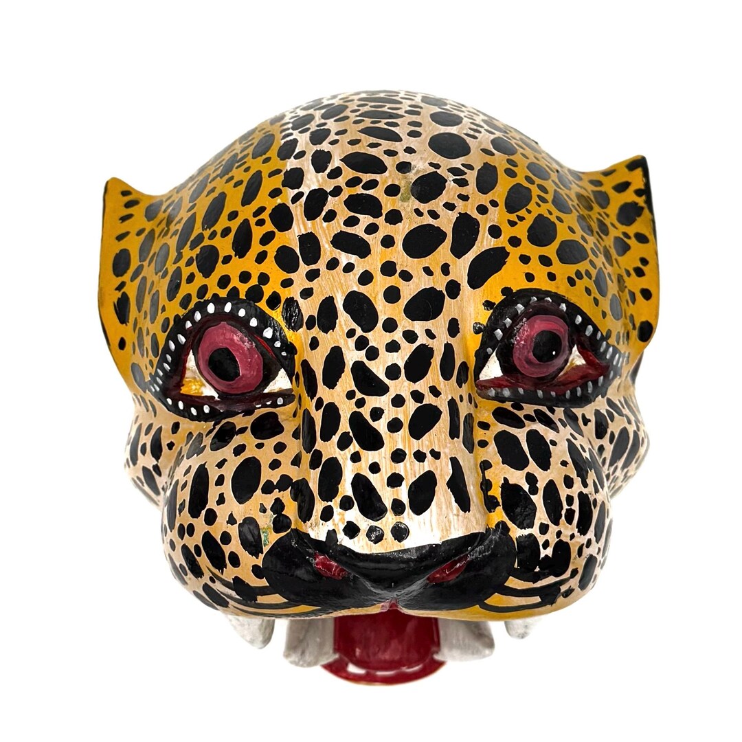 Vintage Mexican Carved Wood Jaguar Head, Oaxaca Jaguar Head, Mexican ...