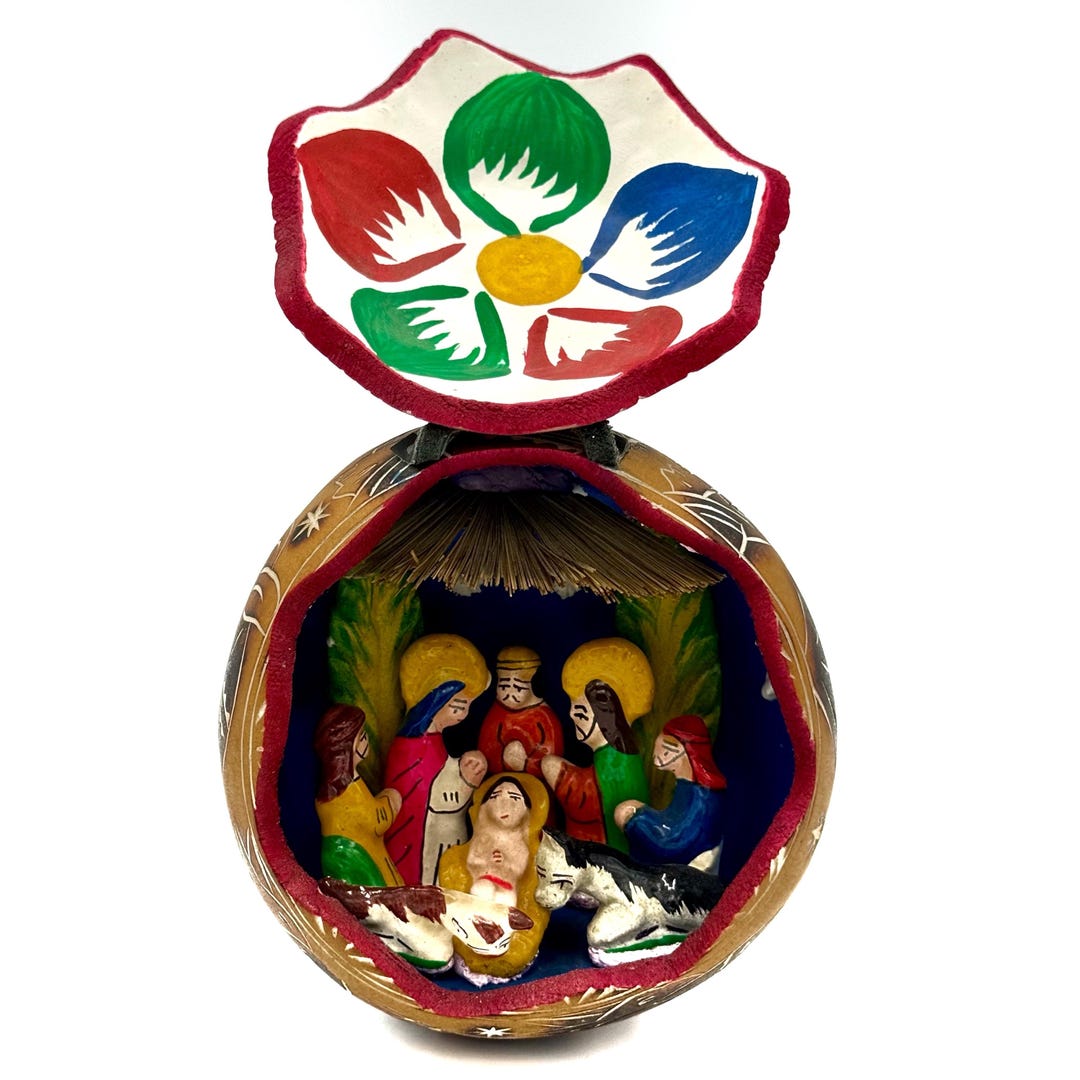 Vintage Peruvian Nativity Scene, Gourd Nativity Scene - Etsy