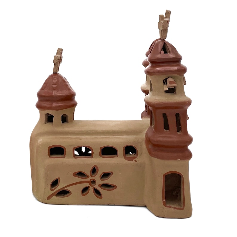 Vintage Terracotta Church, Mexican Folk Art Clay Church, Mexican ...