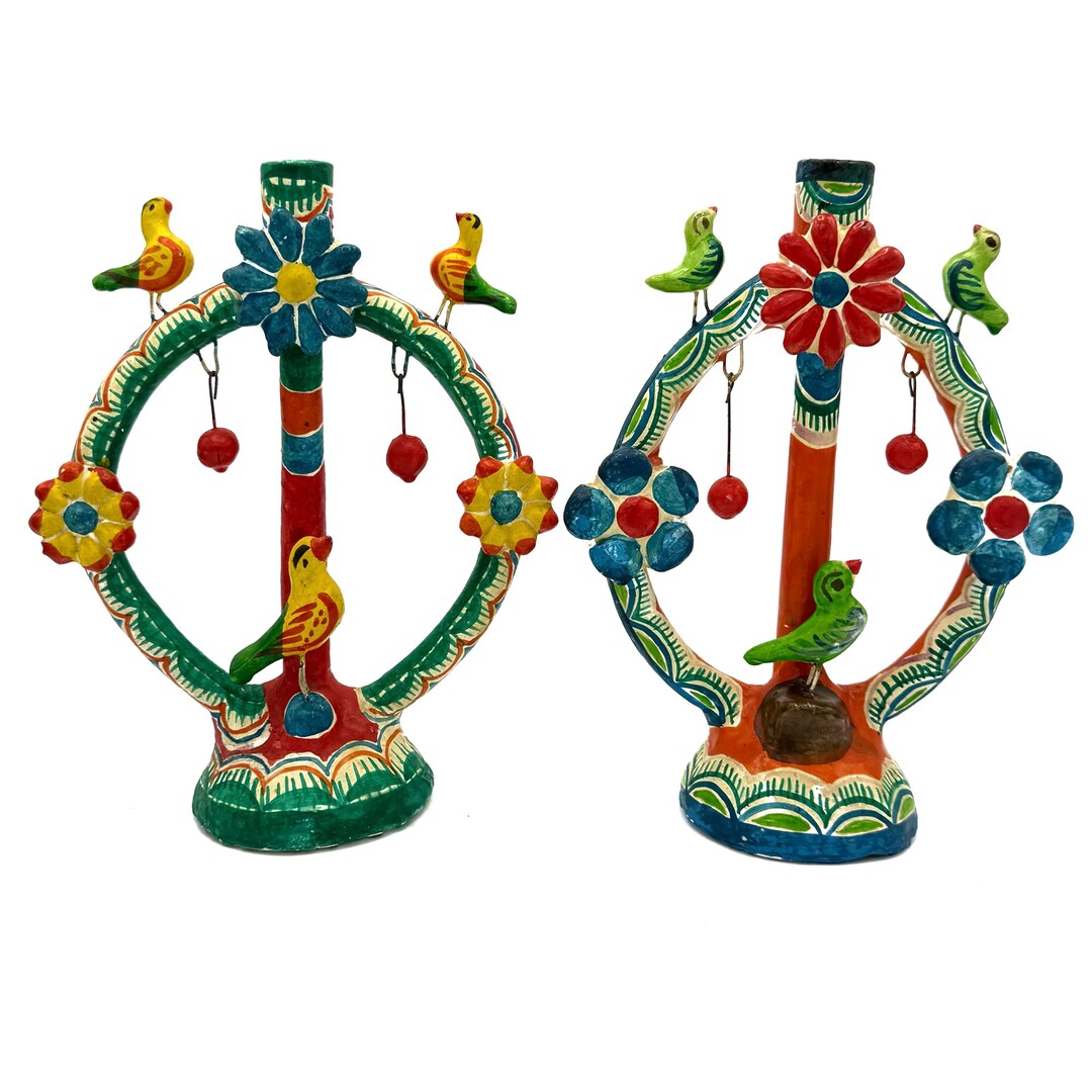 Vintage Mexican Candelabra, Mexican Tree of Life, Mexican Folk Art ...