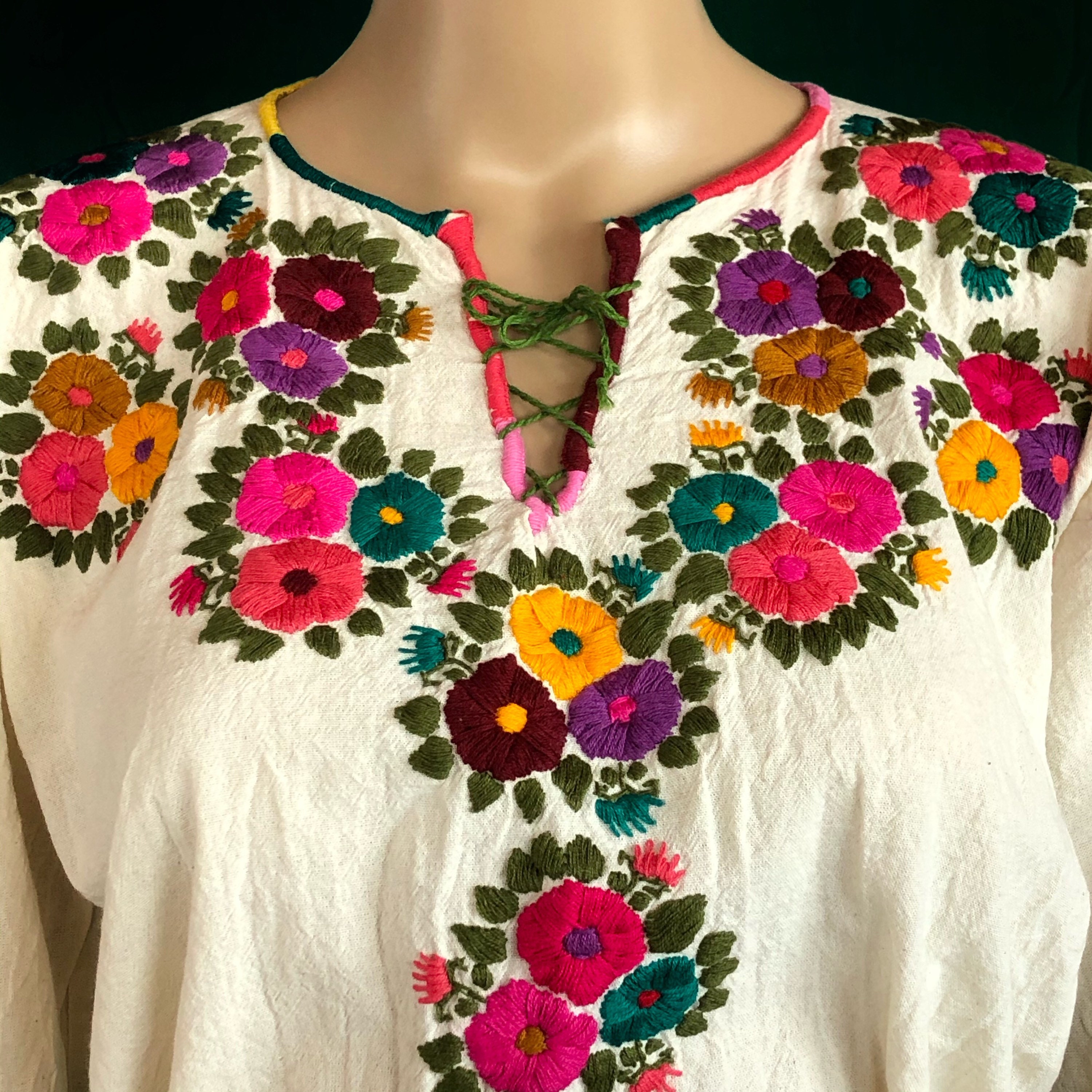 Hand Embroidered Chiapas Blouse, Mexican Peasant Top, Organic Cotton - Etsy