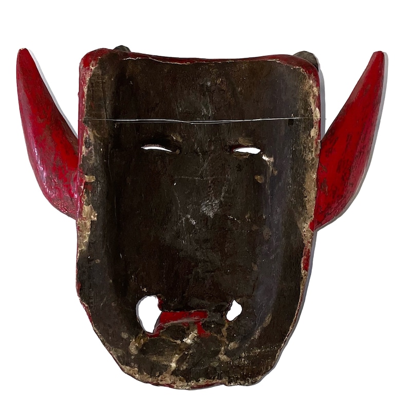 Mexican Devil Mask, Mexican Wood Mask, Ocumicho Folk Art, Mascara De ...