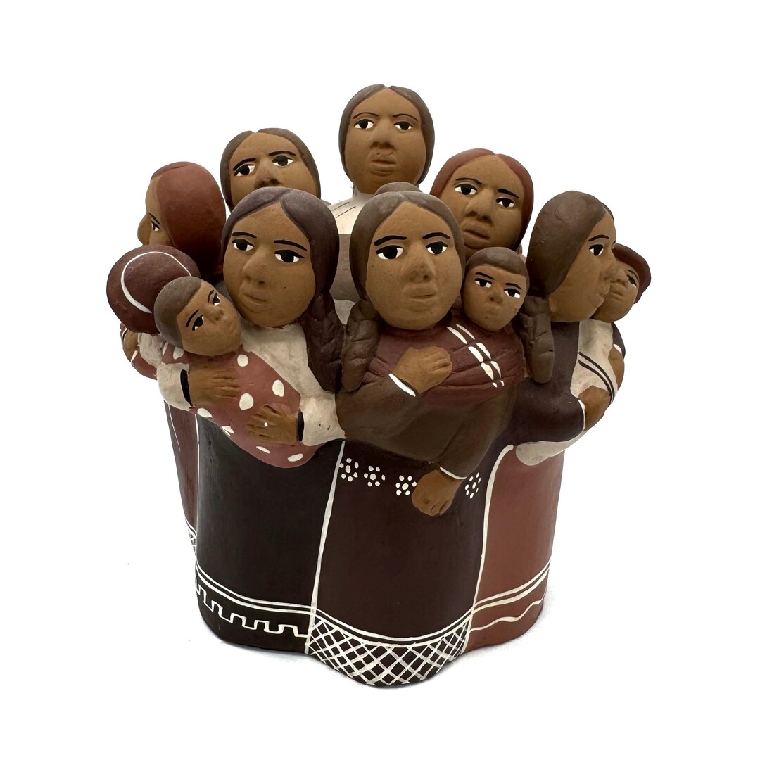 Vintage Peruvian Folk Art Ceramic Family Sculpture, Andean Family ...