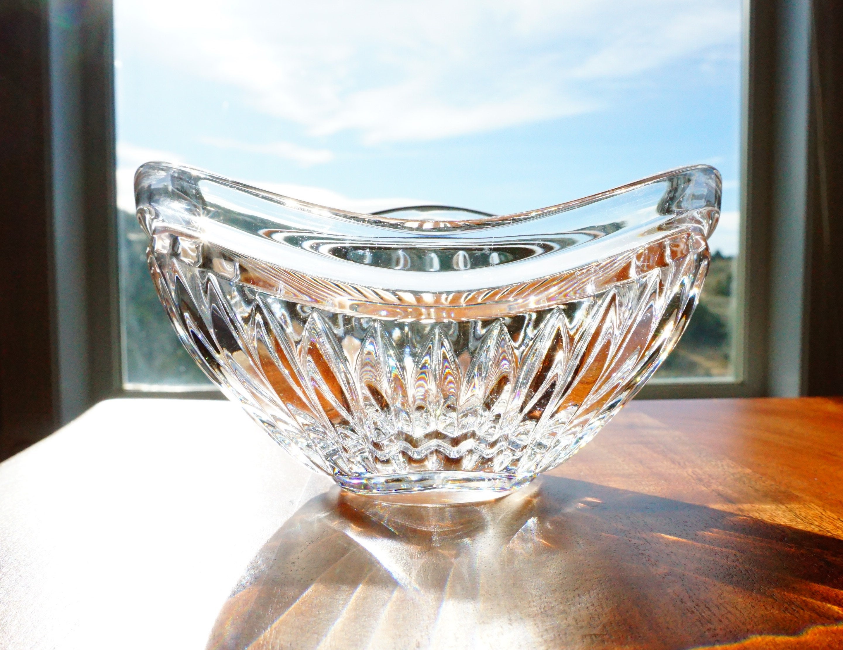 Vintage Small Mikasa Crystal Bowl Wavy Triangle Bowl 5-3/4 Candy Dish ...