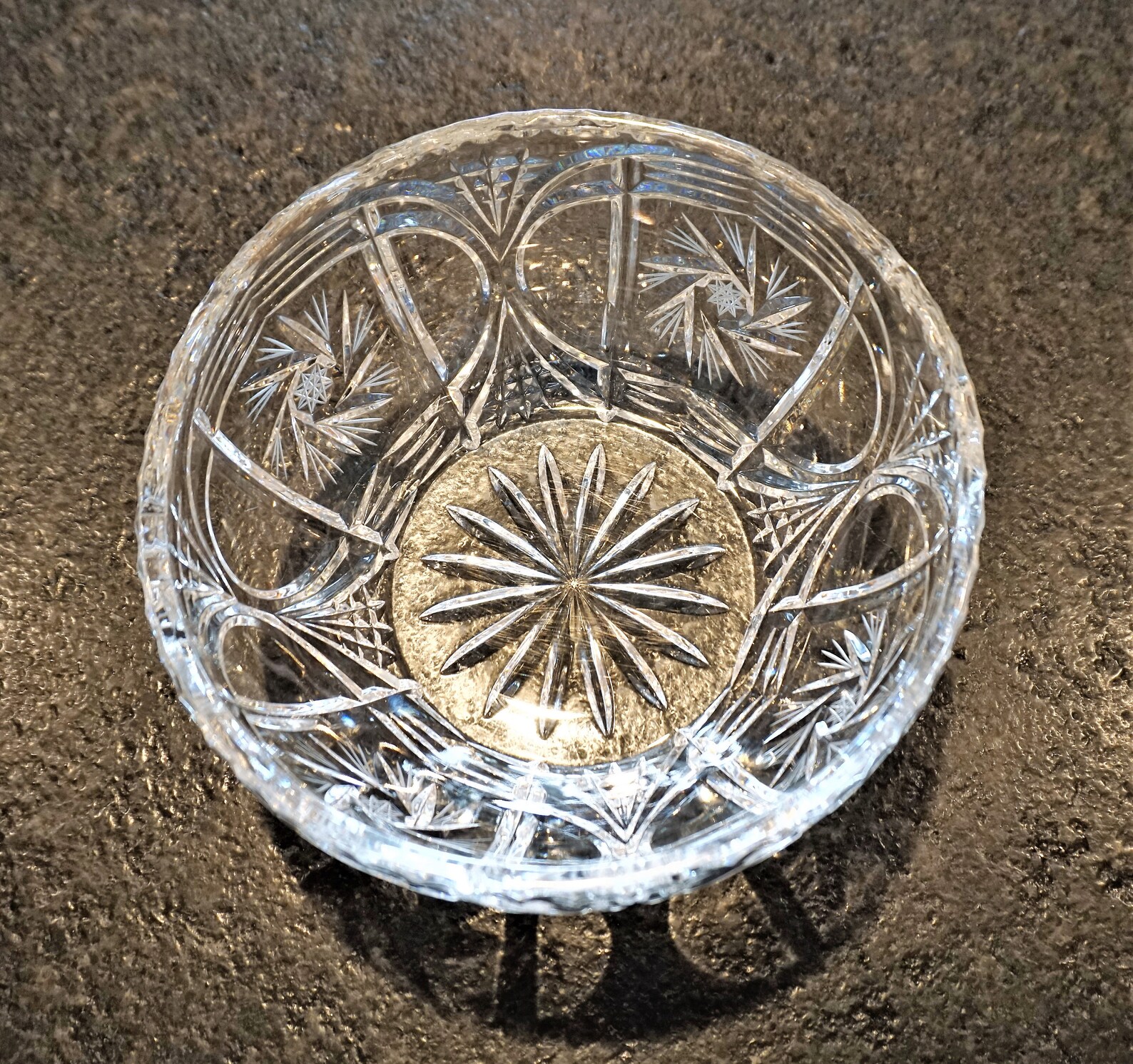 Kusak Large Bowl Art Cut Crystal Centerpiece Pinwheel Pattern - Etsy