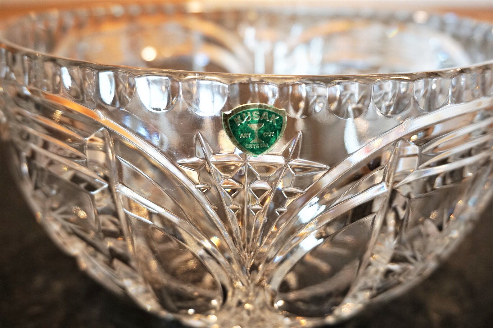Kusak Large Bowl Art Cut Crystal Centerpiece Pinwheel Pattern - Etsy