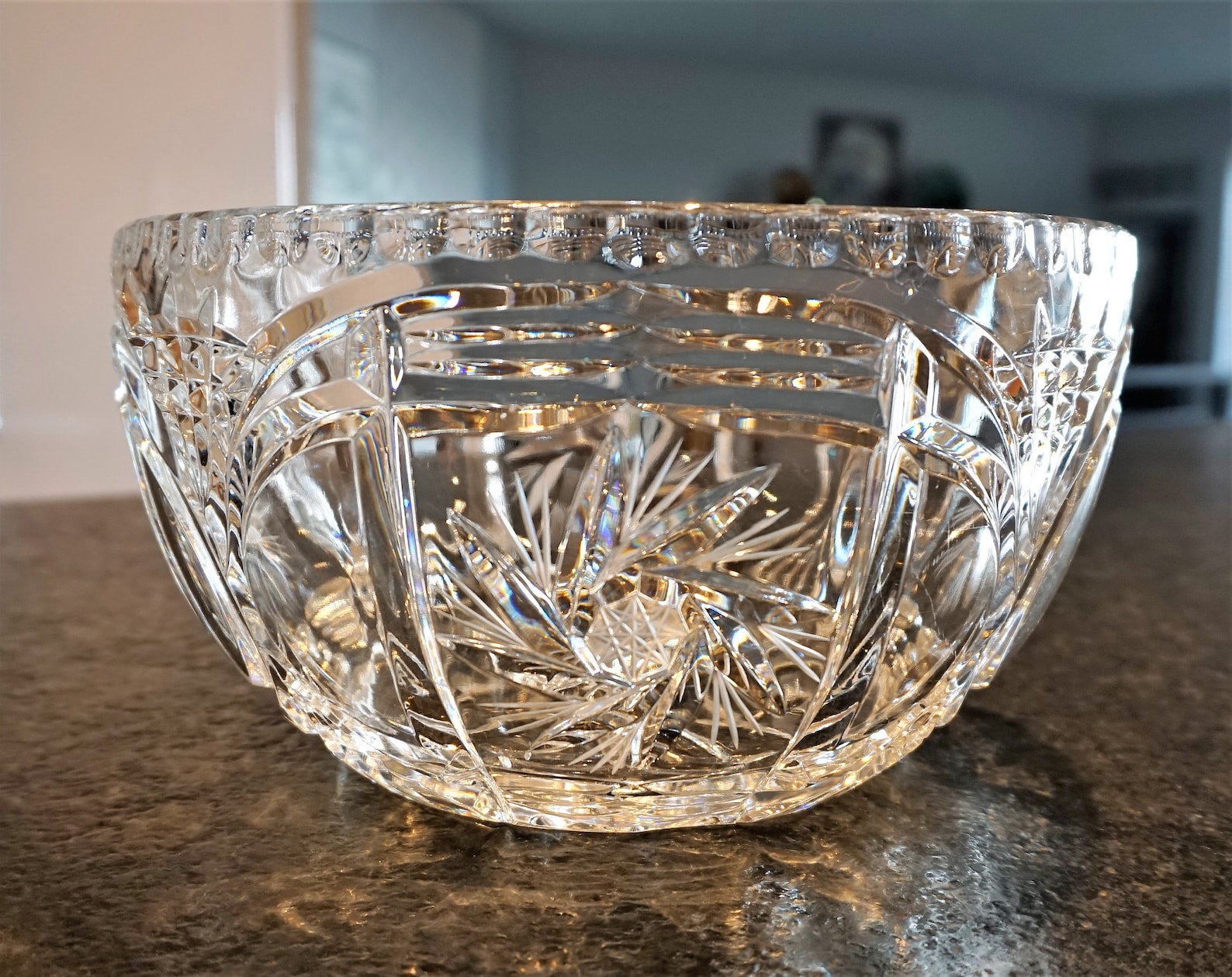 Kusak Large Bowl Art Cut Crystal Centerpiece Pinwheel Pattern - Etsy