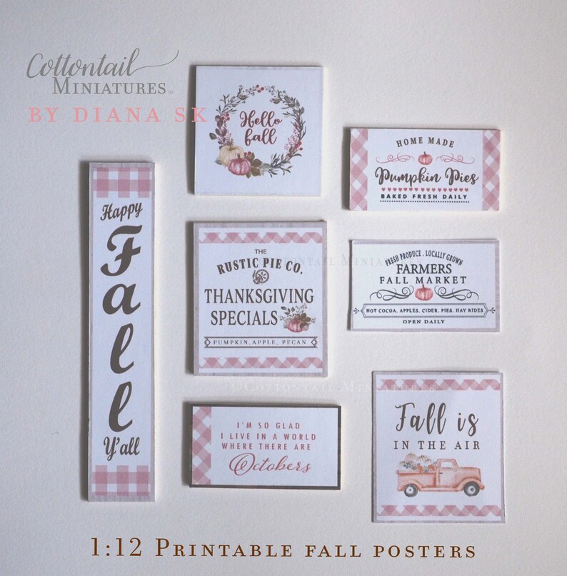 1:12 Dollhouse Fall Printable Signs Miniature Autumn | Etsy