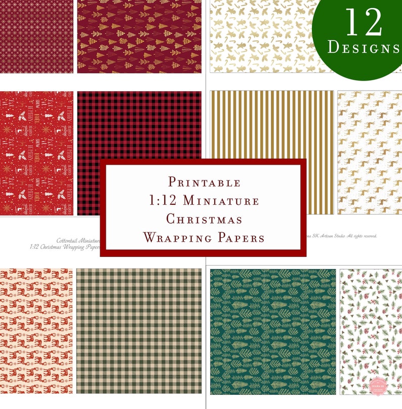 Printable 1:12 Miniature Christmas Gift Wrapping Papers 12 - Etsy