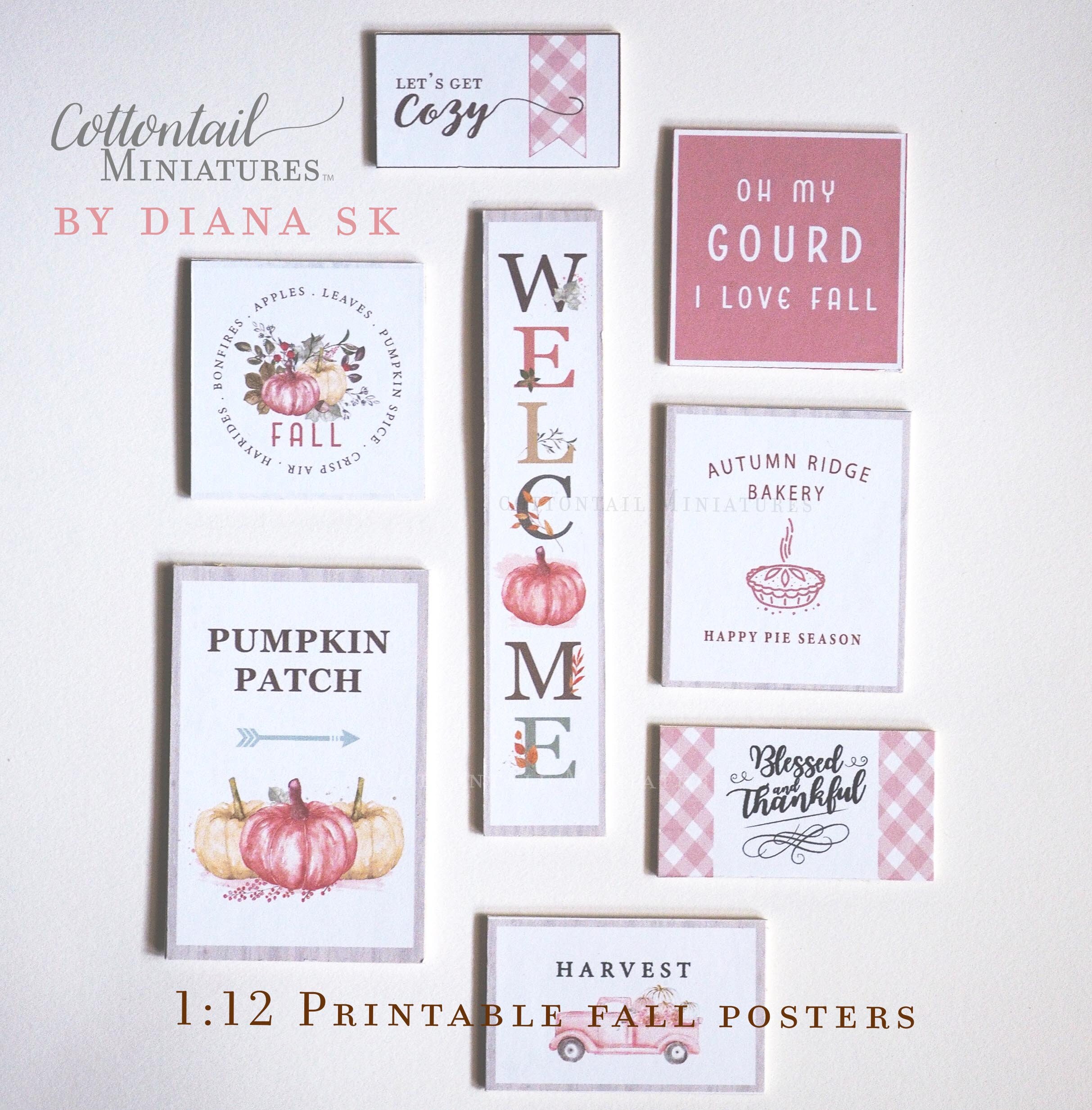 1:12 Dollhouse Fall Printable Signs Miniature Autumn | Etsy