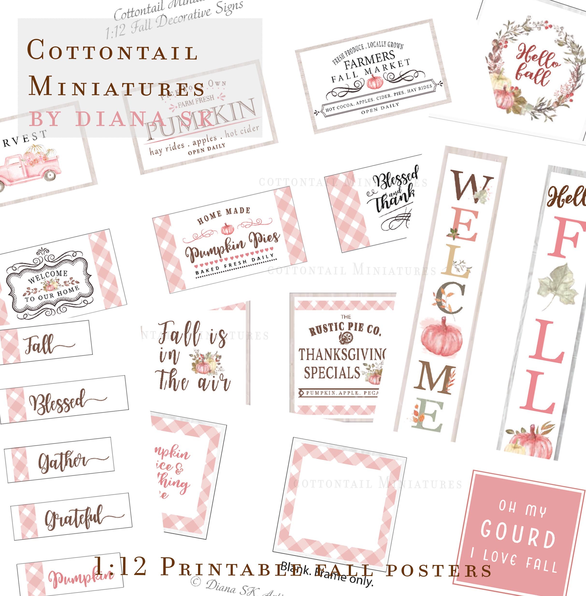 1:12 Dollhouse Fall Printable Signs Miniature Autumn | Etsy