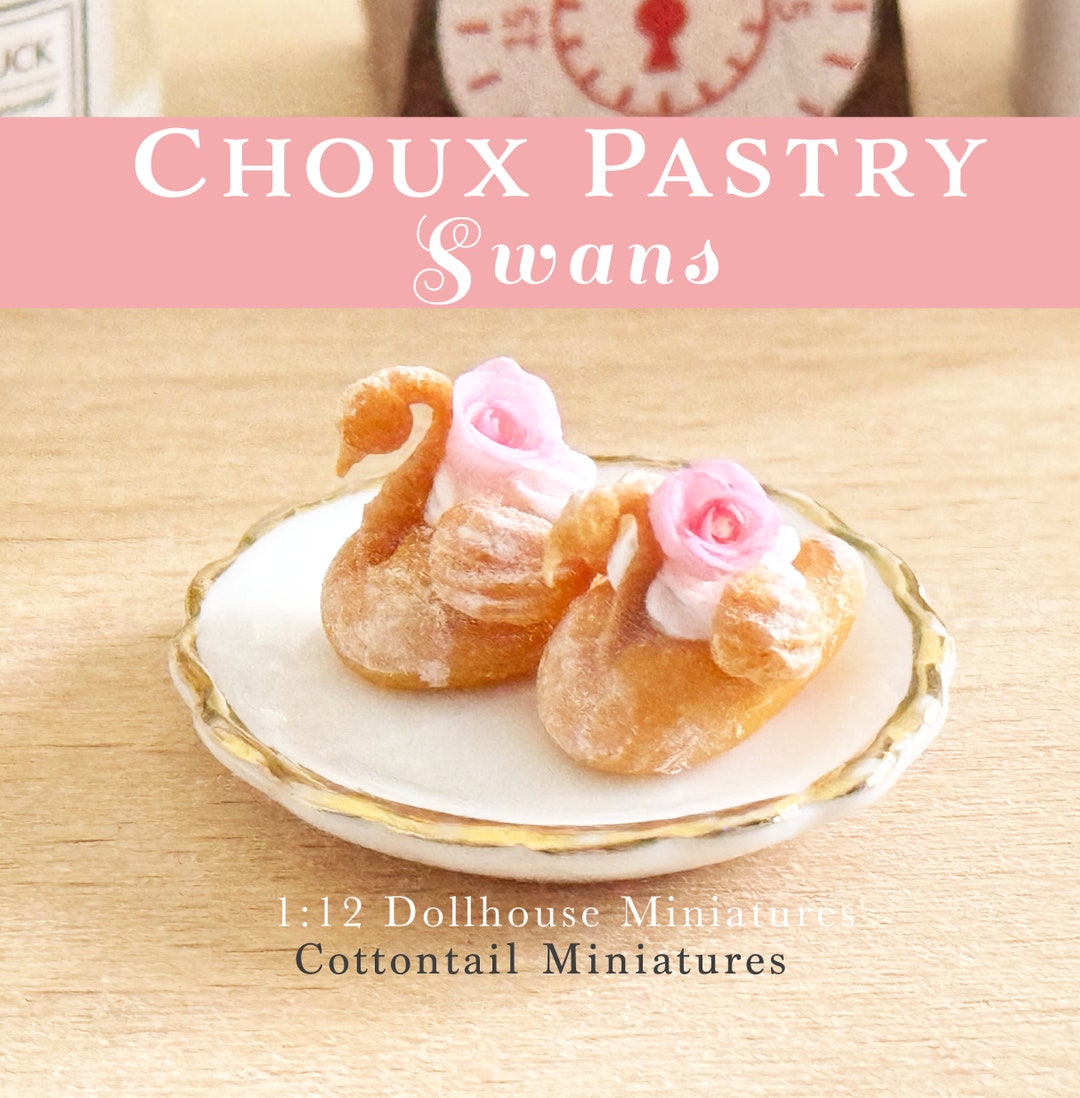 1:12 Dollhouse Choux Pastry Swans Cream Puff Delicate Handmade Polymer ...