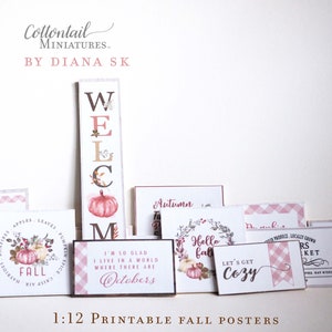 1:12 Dollhouse Fall Printable Signs Miniature Autumn Decoration Bundle ...