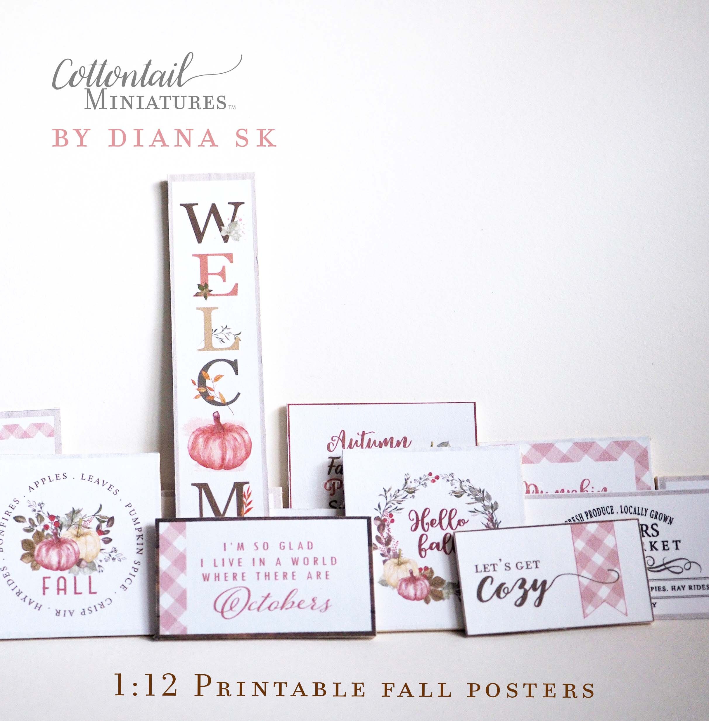 1:12 Dollhouse Fall Printable Signs Miniature Autumn Decoration Bundle ...