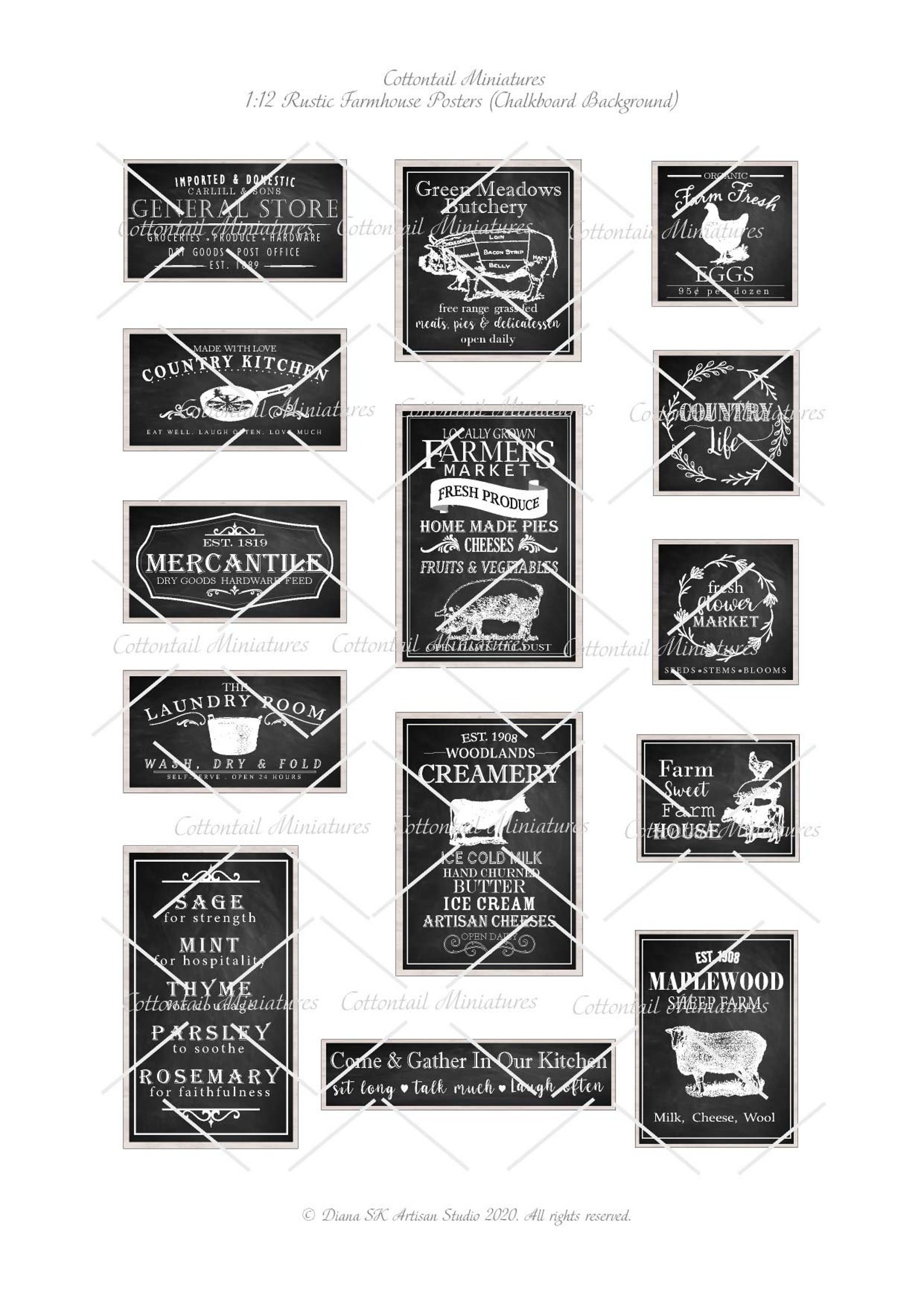 1:12 Scale Printable Farmhouse Posters/signs Rustic Country - Etsy