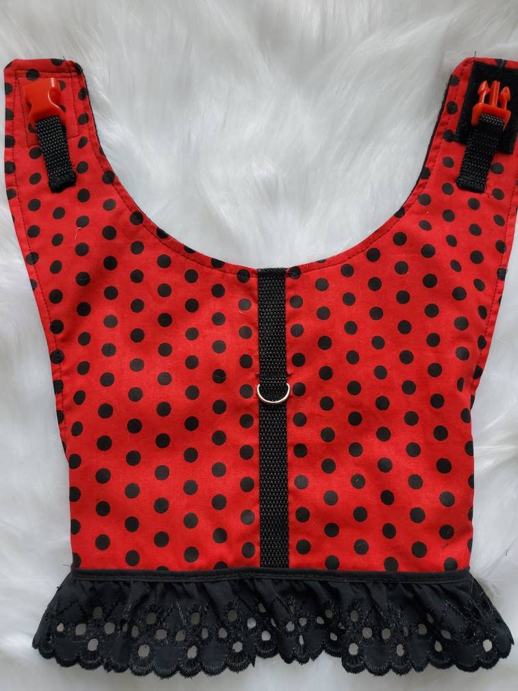 Dog/cat Vest Harness red & Black Polka Dot pet Fashion cute - Etsy