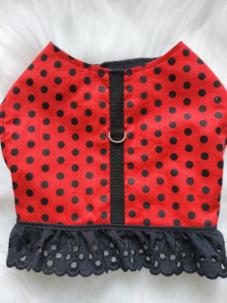 Dog/cat Vest Harness red & Black Polka Dot pet Fashion cute - Etsy