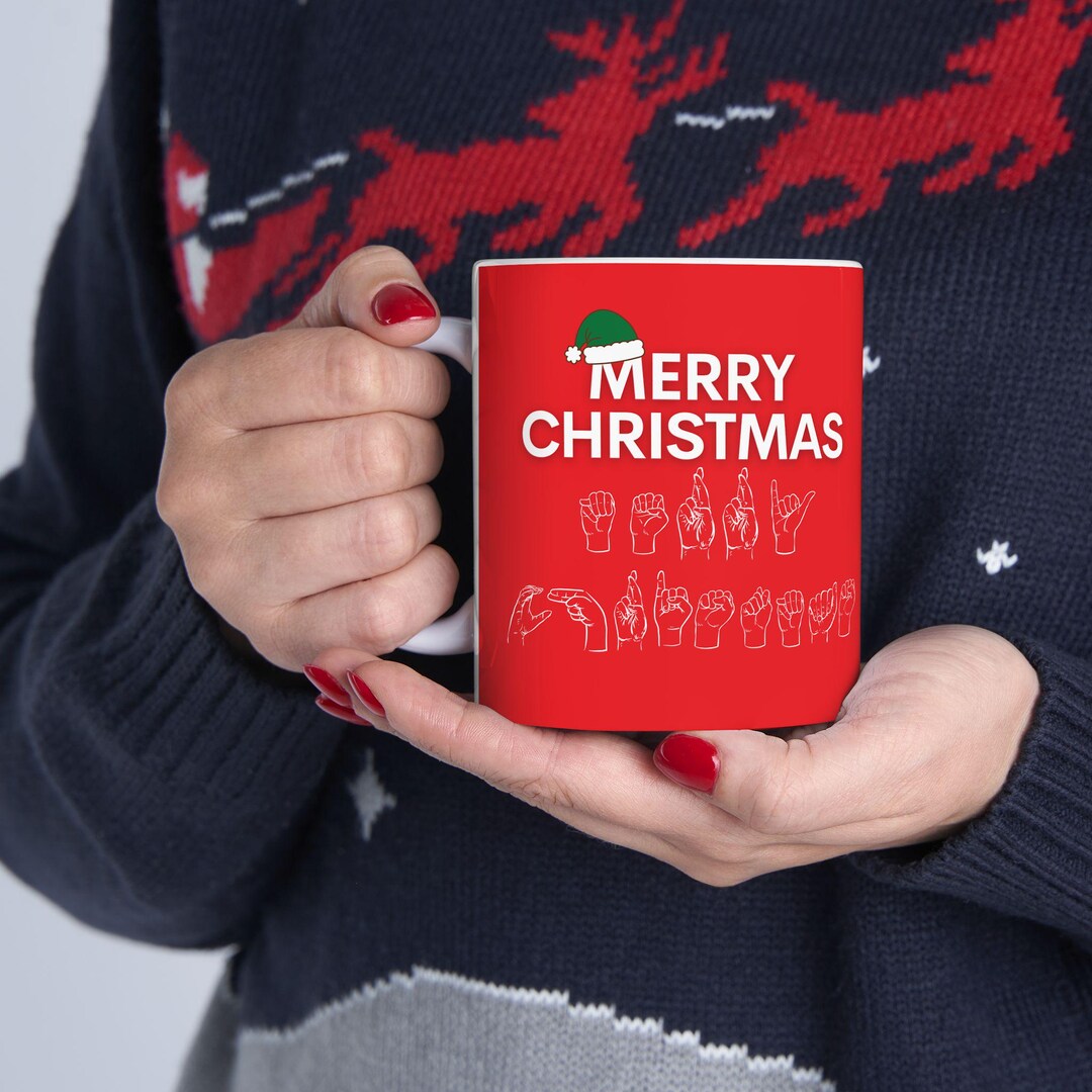 Merry Christmas ASL Mug: Festive Sign Language Gift - Etsy