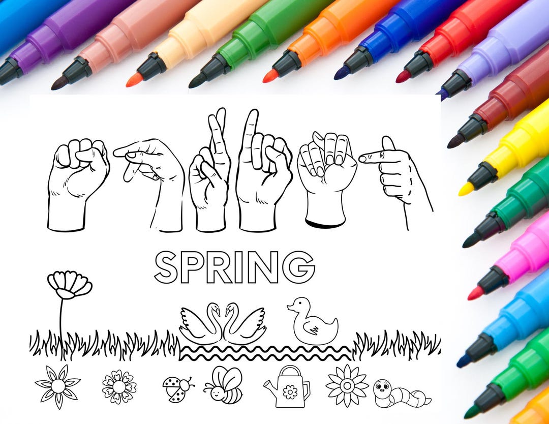 ASL Seasons Coloring Pages, Spring Summer Fall and Winter Printable ...