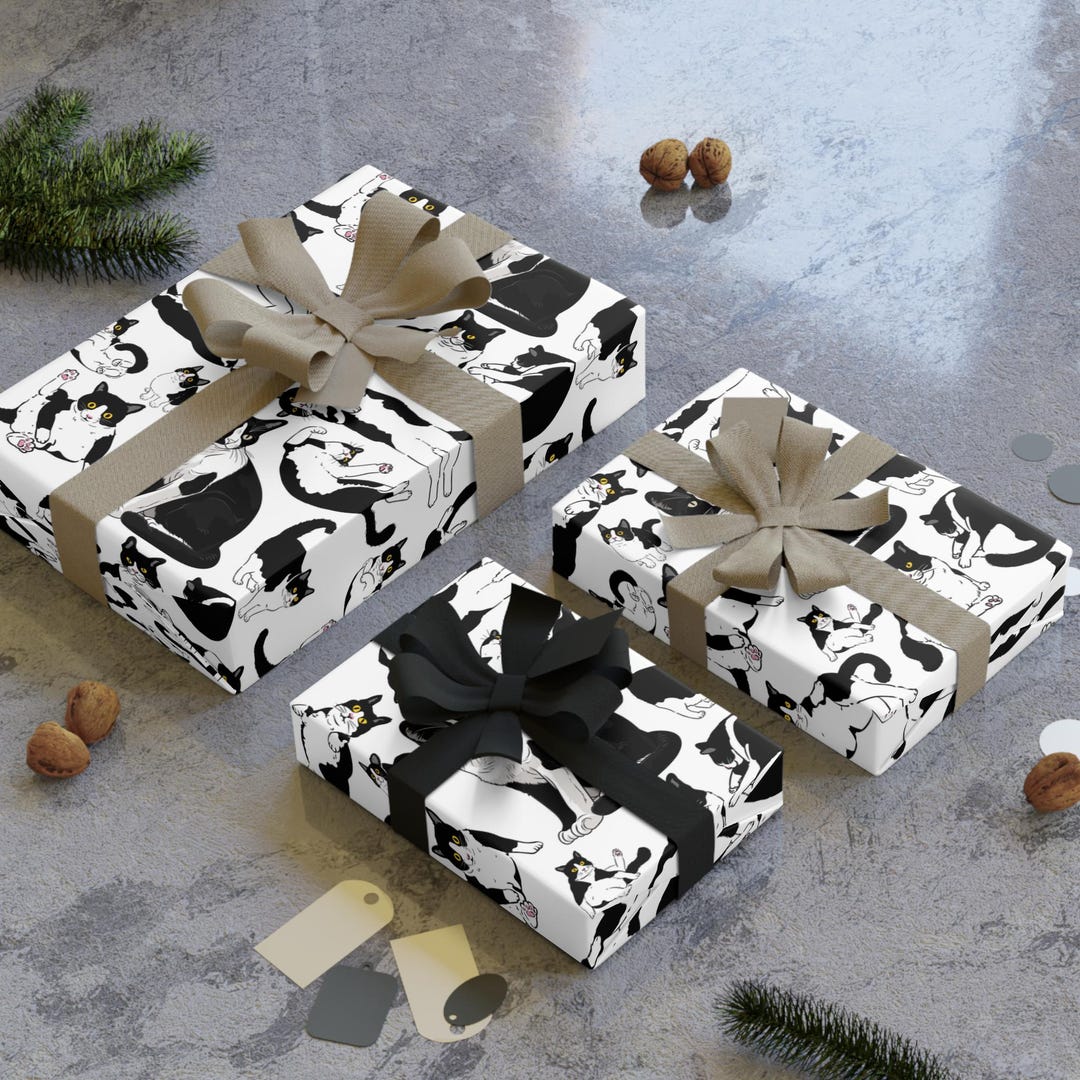 Tuxedo Cat Gift Wrapping Paper Rolls, 1pc, Cat Lover Gift, Animal or ...