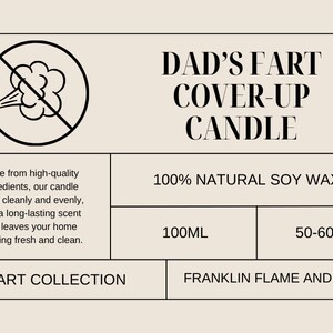 Customized Fart Cover-up Candle, Mask Dad Toots, Funny Mom Gift, Pet ...