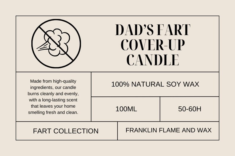 Customized Fart Cover-up Candle, Mask Dad Toots, Funny Mom Gift, Pet ...