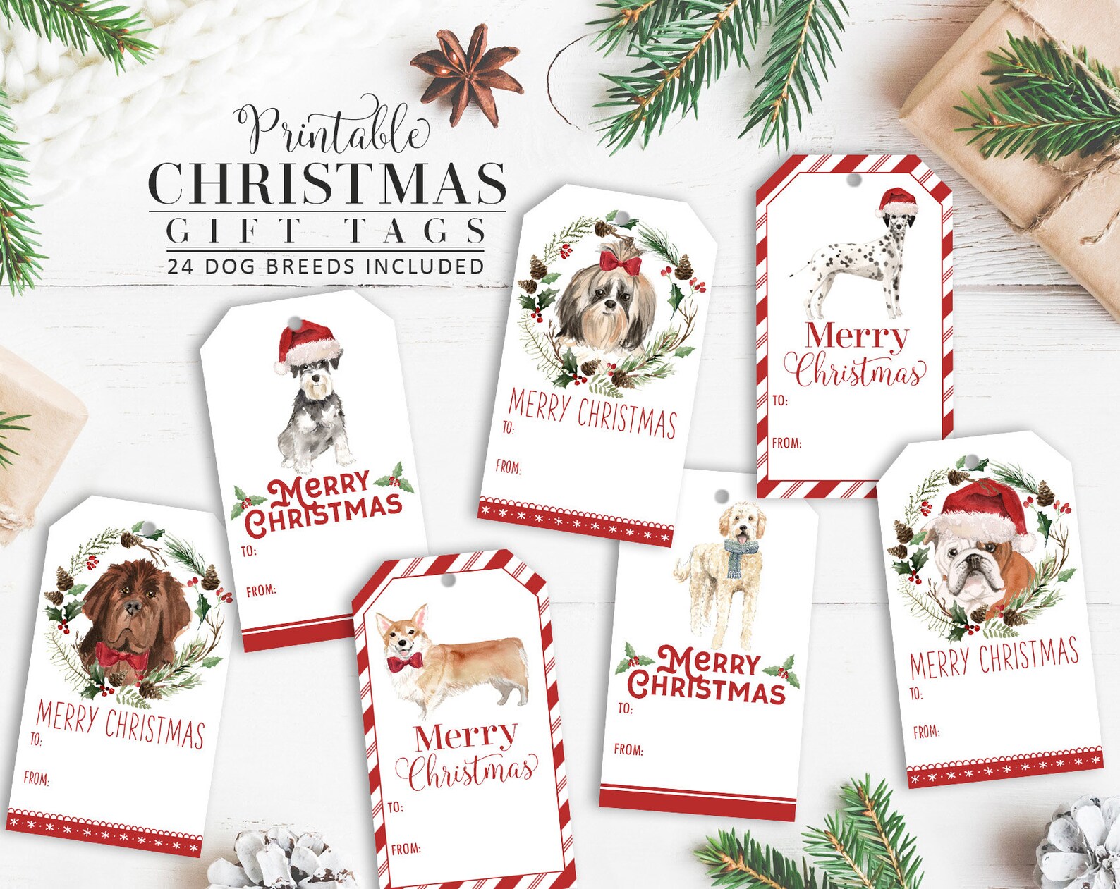 Dog Christmas Gift Tags Printable Christmas Gift Tags - Etsy